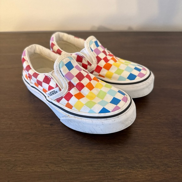 Vans | Shoes | Vans Off The Wall Slip On Rainbow Checkerboard Kids 5 ...